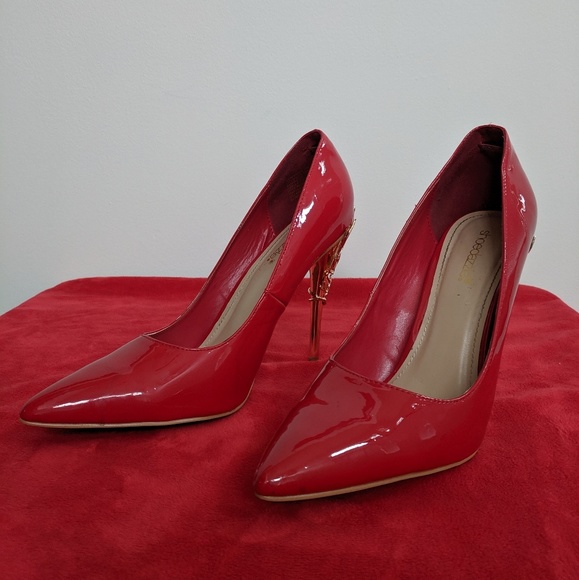 Shoe Dazzle | Shoes | Red Patent Stilleto With Ornament Golden Heel 1w ...